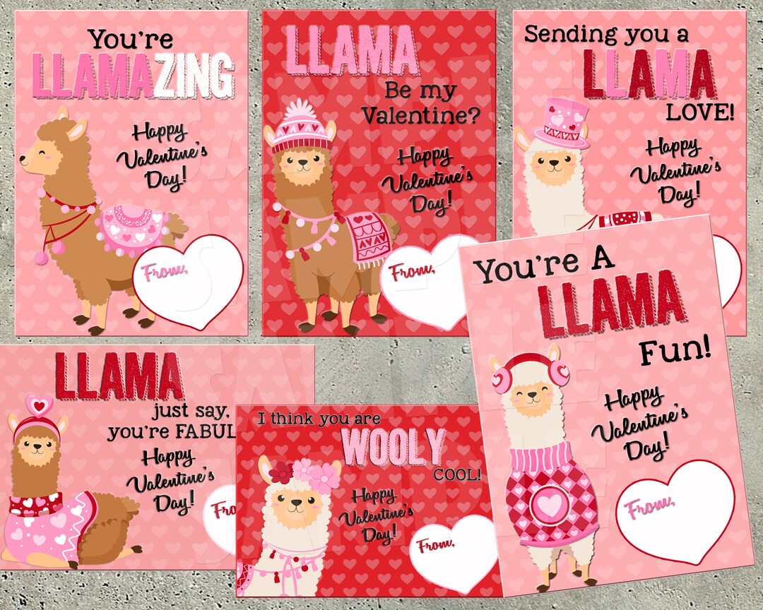 LLAMA VALENTINE CARDS, Valentines for School, Llama Valentines ...