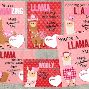 LLAMA VALENTINE CARDS, Valentines for School, Llama Valentines ...
