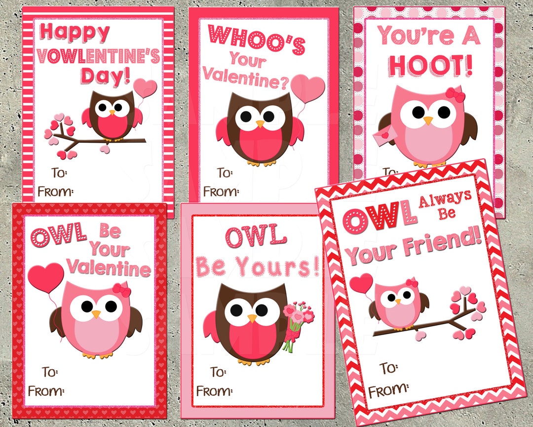 OWL VALENTINES - Printable Owl Valentine Cards - Classroom Valentines ...