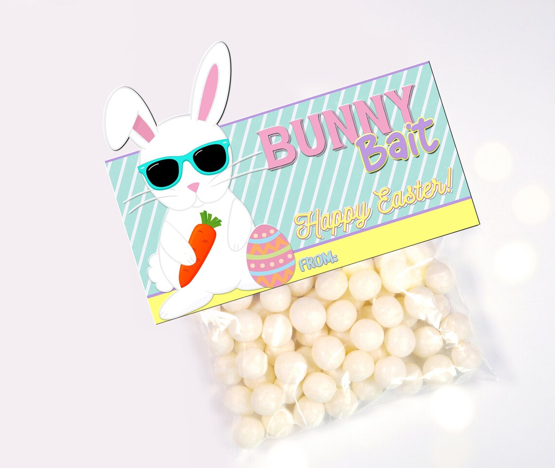 BUNNY BAIT Treat Bag Toppers - Easter Treat Bag Toppers - Easter Gift ...