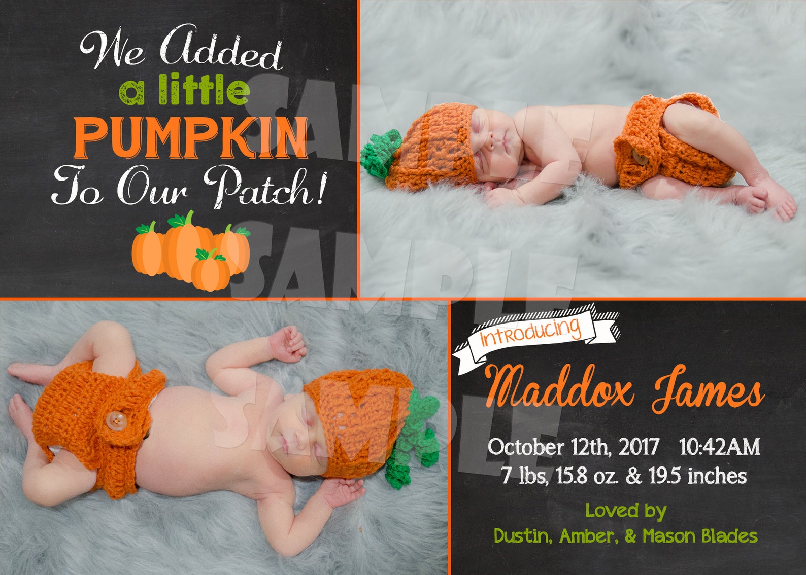 PUMPKIN BIRTH ANNOUNCEMENT Little Pumpkin Announcement Fall - Etsy
