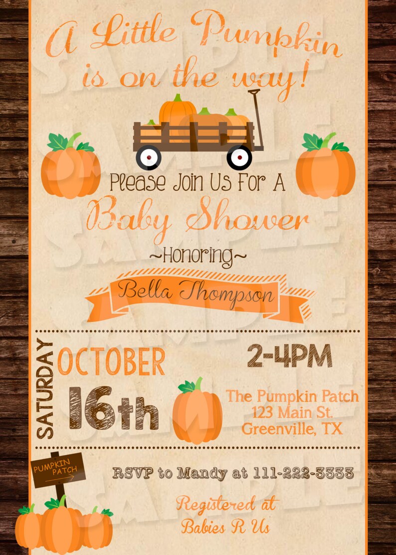 PUMPKIN Baby SHOWER INVITATION Little Pumpkin Shower Invite - Etsy