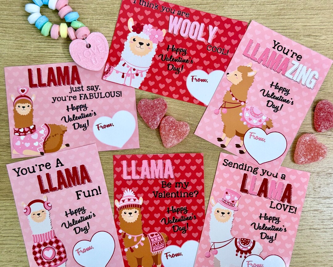 LLAMA VALENTINE CARDS, Valentines for School, Llama Valentines ...