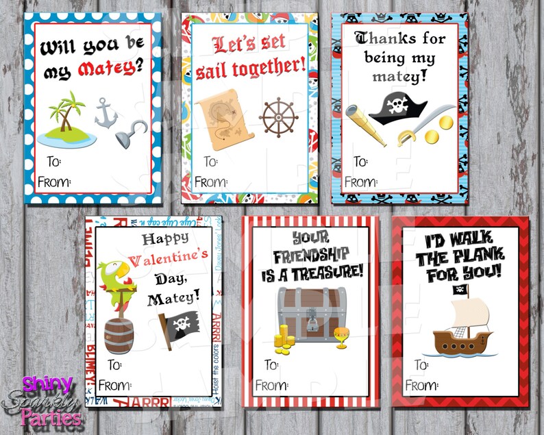 PIRATE VALENTINE CARDS Boy's Valentines Diy | Etsy