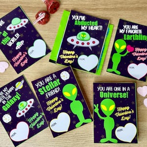 ALIEN VALENTINE Cards - Classroom Valentines, UFO Valentine Card, Kids ...