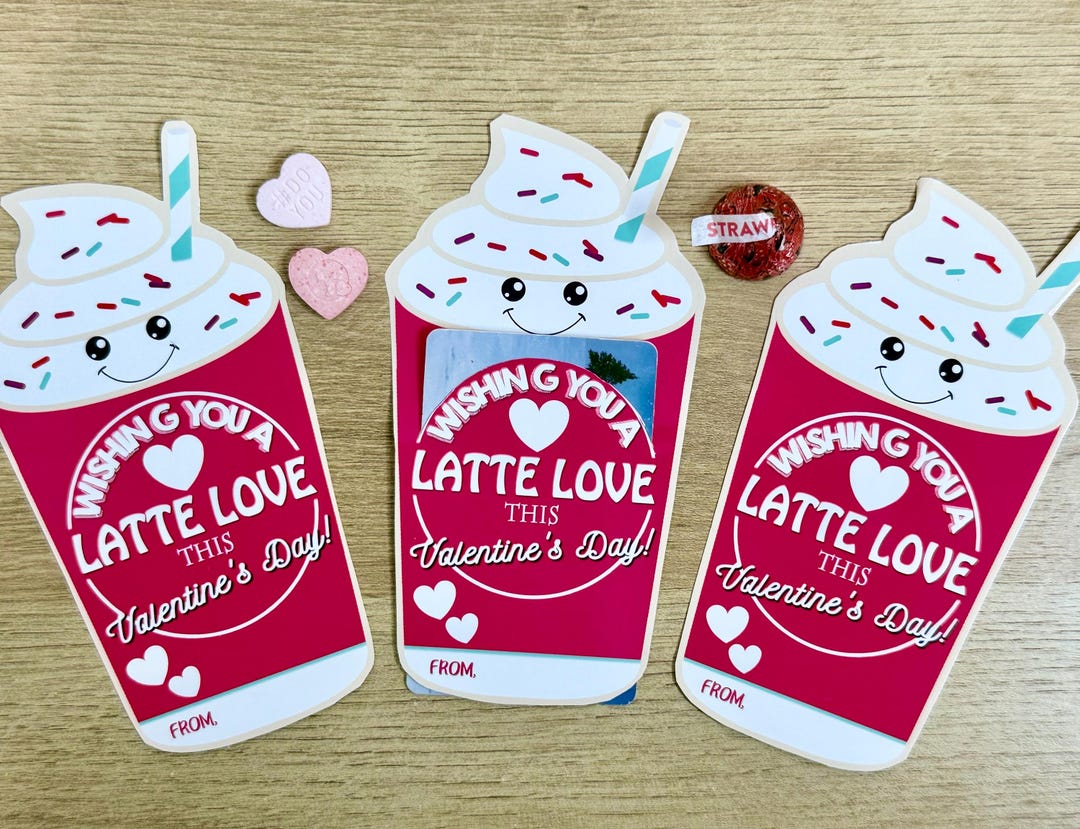 Valentine Latte Tag, Valentine Coffee Gift Tag, Wishing You A Latte ...