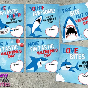 Shark Valentine Cards, Shark Kids Valentine Printable, Jaw-some ...