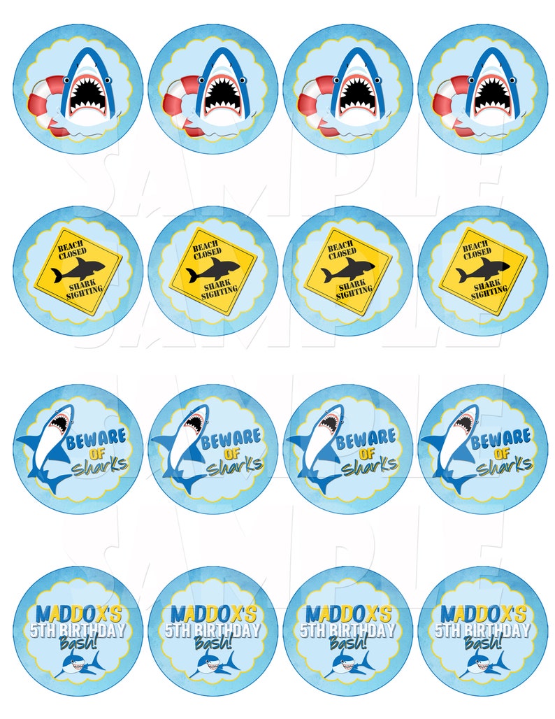 SHARK CUPCAKE TOPPERS and Cupcake Wrappers - Shark Infested Party ...