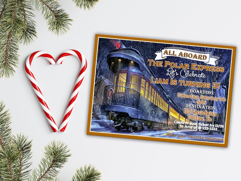 POLAR EXPRESS INVITATION, Polar Express Birthday Invite, Christmas ...