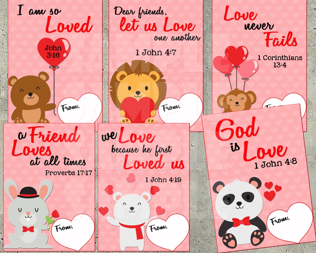 BIBLE VERSE VALENTINES, Bible Scripture Valentine Cards, Classroom ...