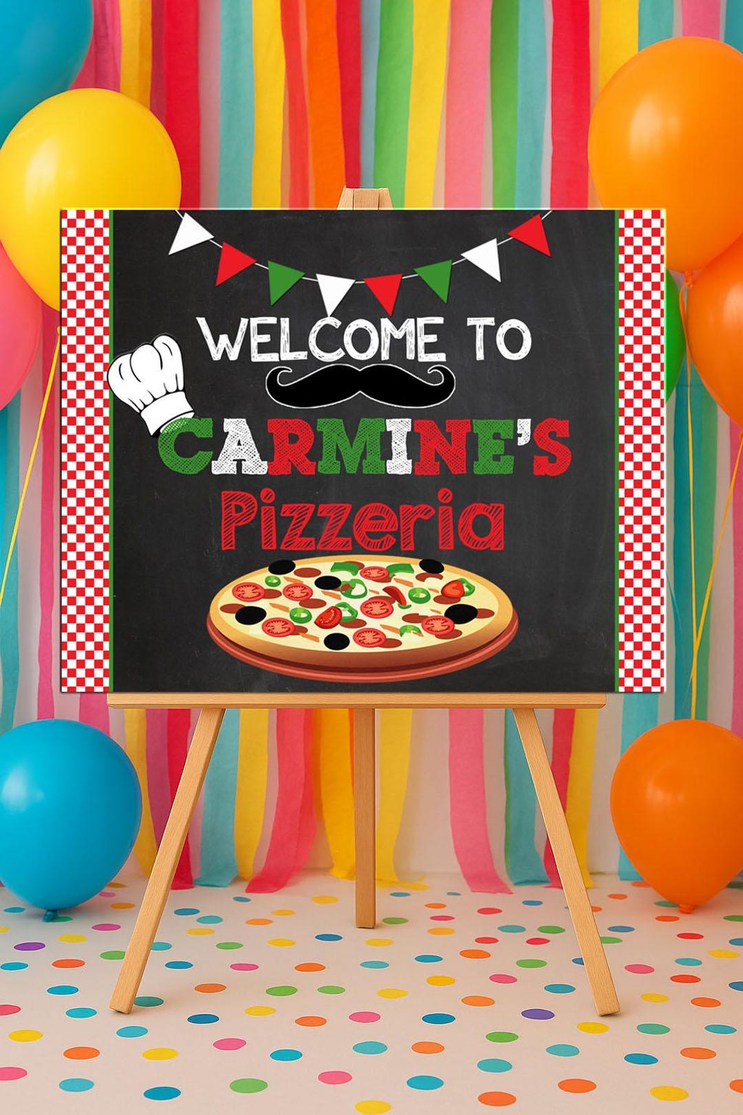 Pizza Party Printable Sign, Pizza Birthday Welcome Sign, Chalkboard ...