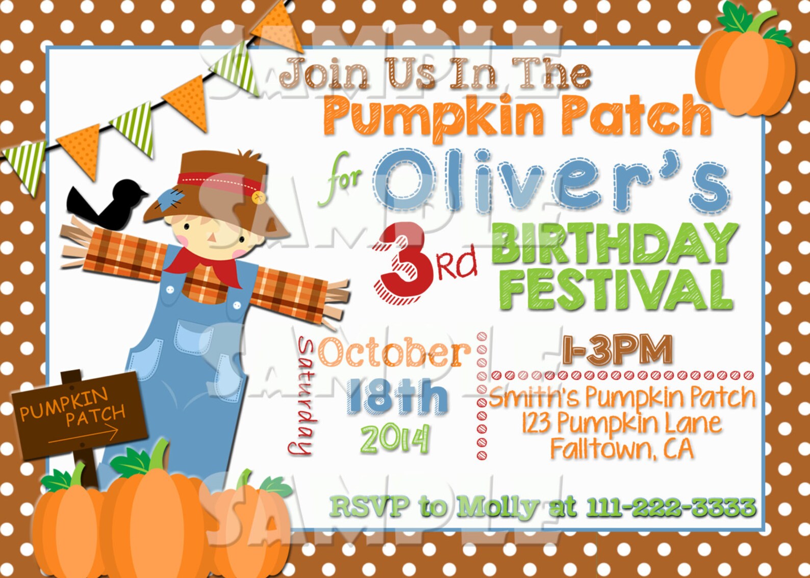 SCARECROW BIRTHDAY INVITATION Fall Birthday Invite Fall - Etsy