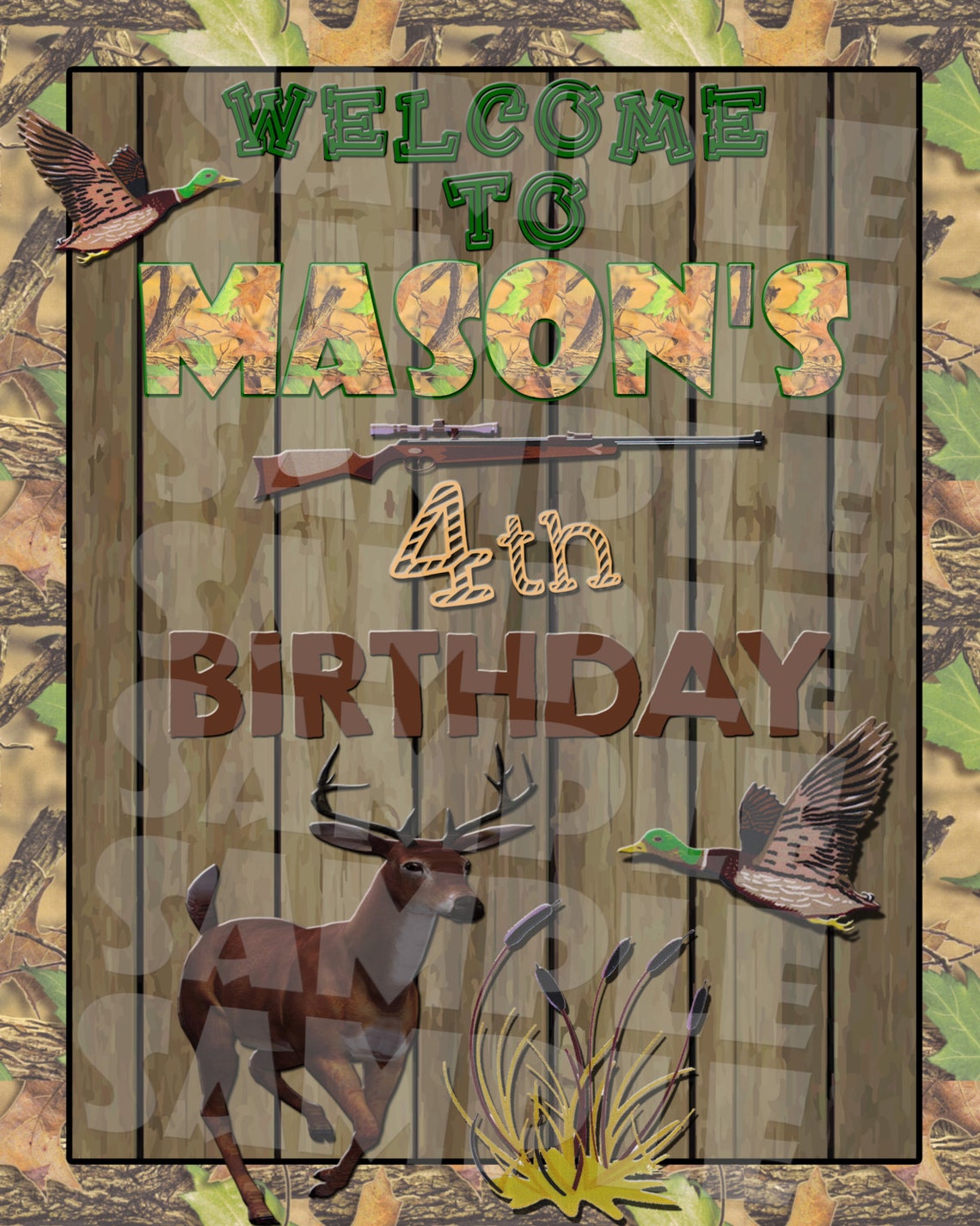 HUNTING PARTY SIGN Camo Welcome Sign Hunting Party Decor | Etsy