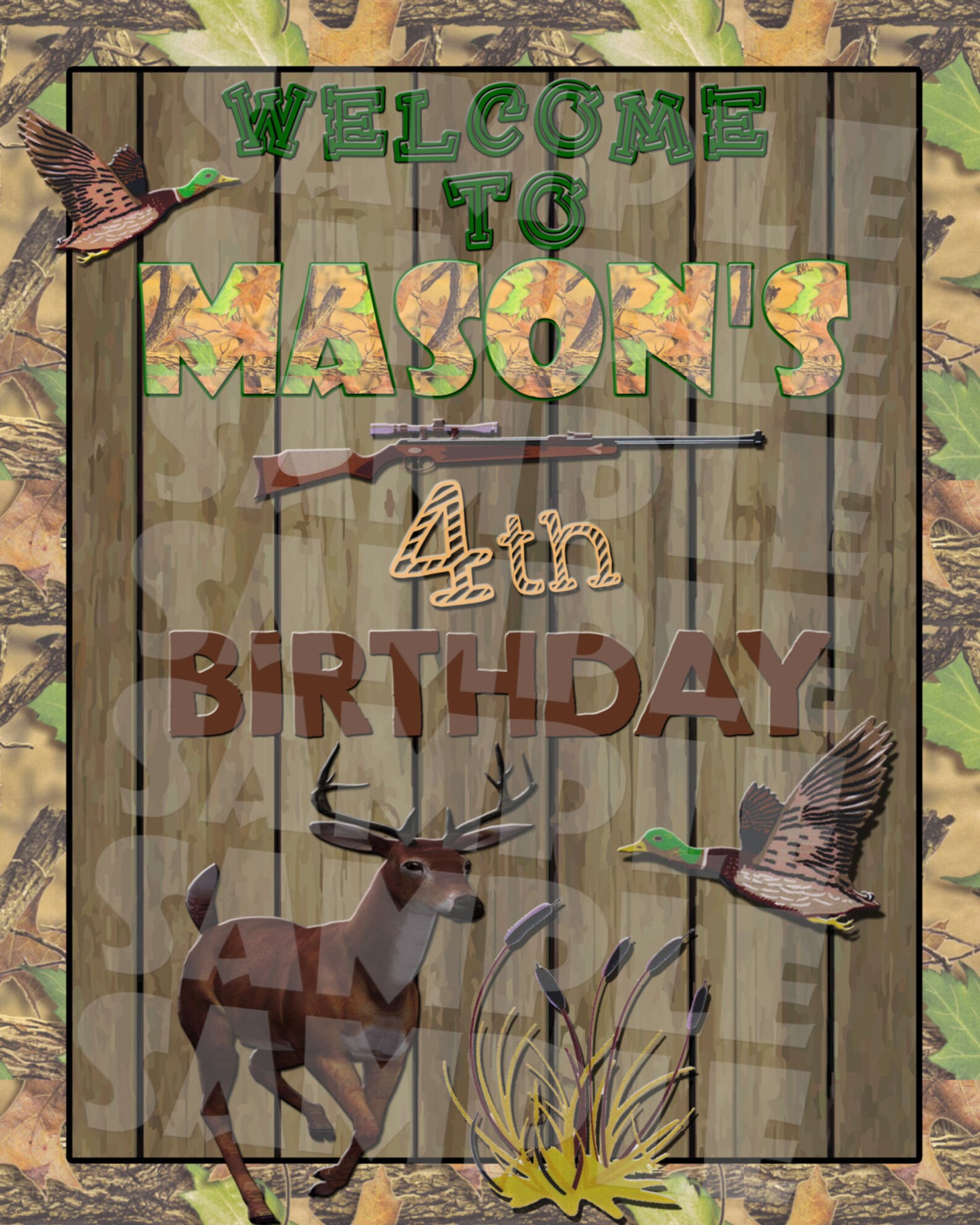 HUNTING PARTY SIGN Camo Welcome Sign Hunting Party Decor | Etsy