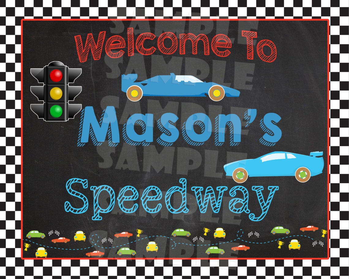 RACE CAR Party SIGN Racing Party Decoration Cars Welcome | Etsy