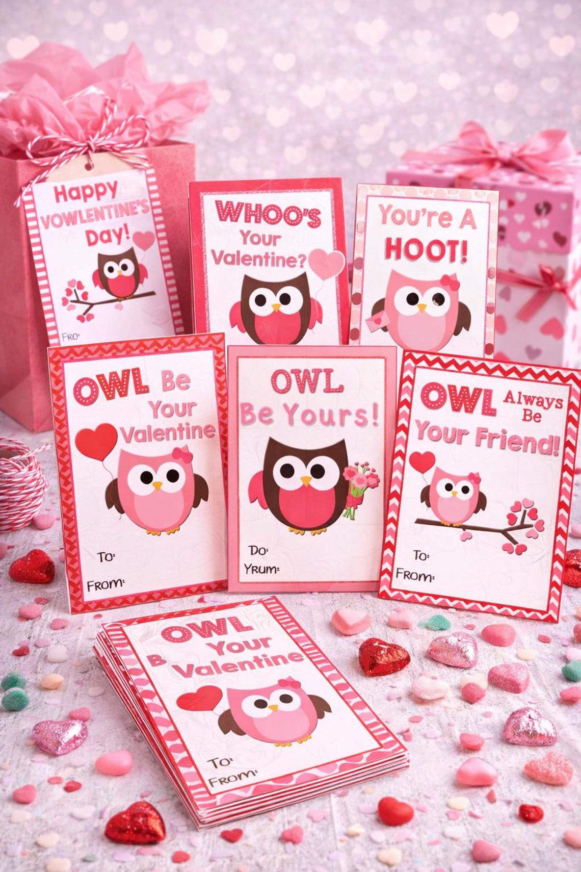 OWL VALENTINES - Printable Owl Valentine Cards - Classroom Valentines ...