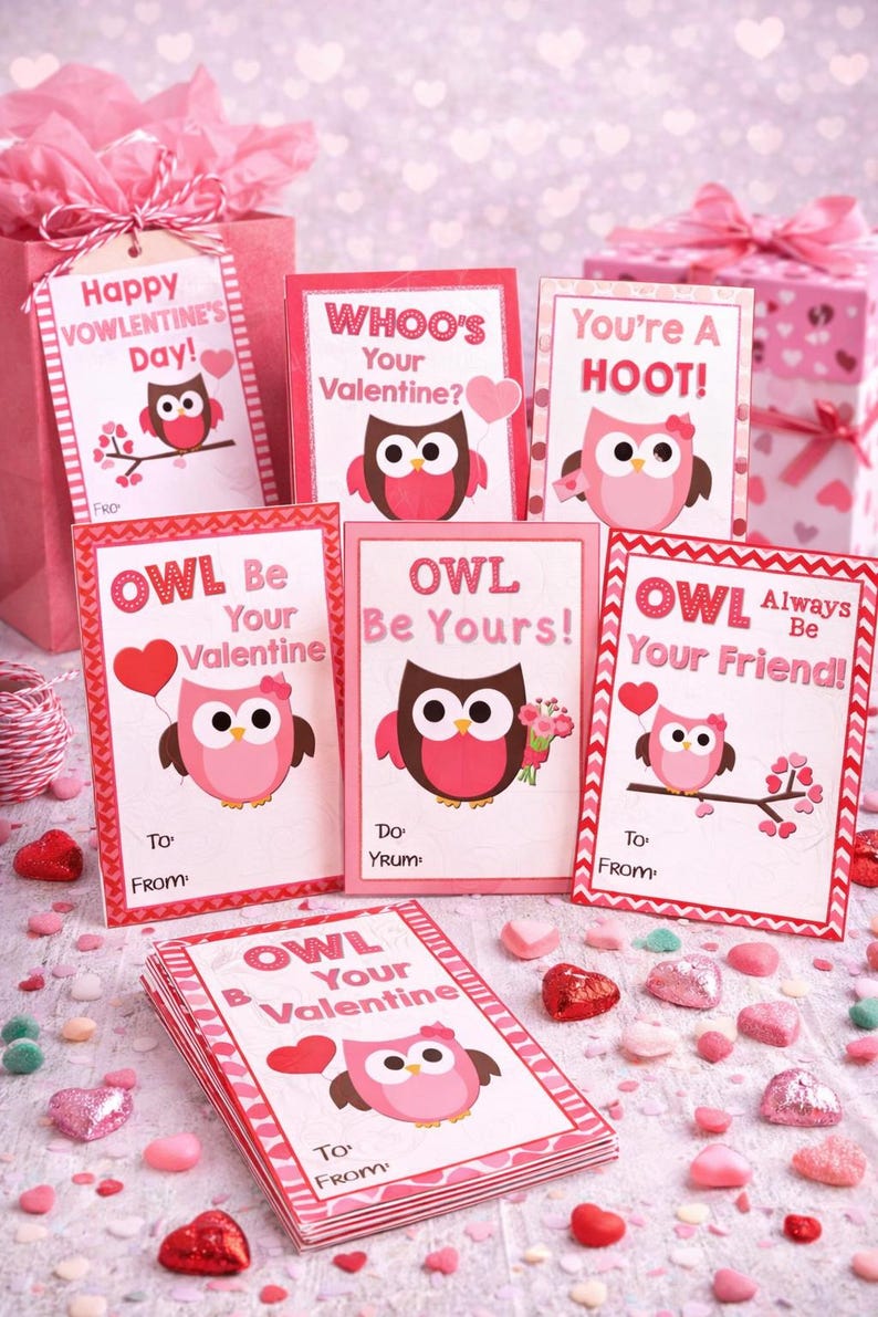OWL VALENTINES - Printable Owl Valentine Cards - Classroom Valentines ...