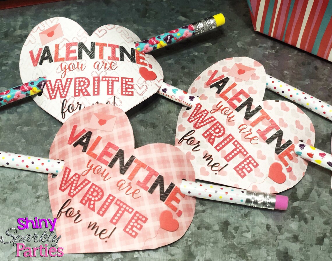 PENCIL VALENTINES Heart Valentine Cards Valentines for - Etsy