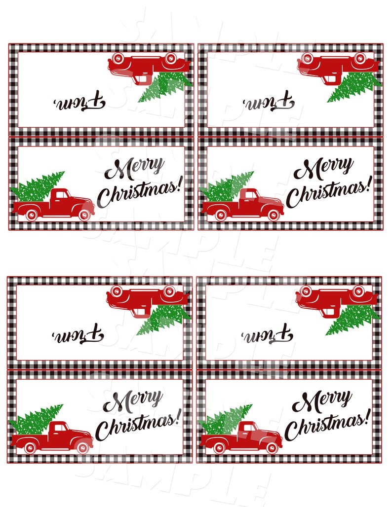RED TRUCK Treat Bag Toppers Christmas Treat Toppers Buffalo - Etsy