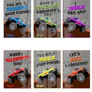 MONSTER TRUCK VALENTINES Valentines for School Valentine's Day ...