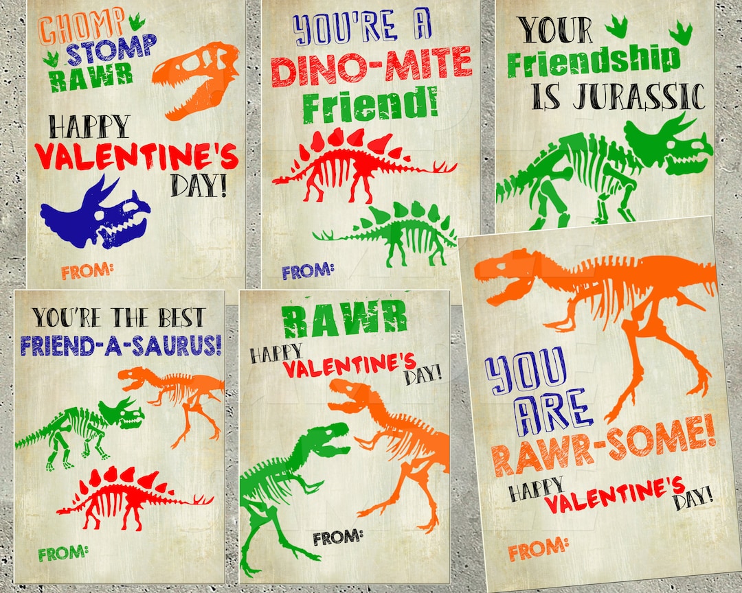 DINOSAUR VALENTINE CARDS, Valentines for Boys, Dino Valentines ...