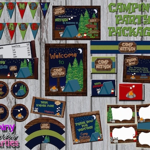 CAMPING PARTY DECORATIONS, Camping Birthday Package, Camp in Party ...