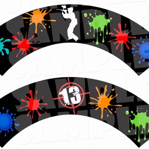 PAINTBALL CUPCAKE TOPPERS and Cupcake Wrappers Paintball Party ...