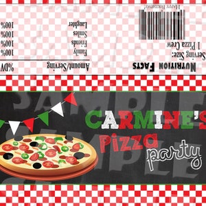 PIZZA CANDY BAR Wrappers, Pizza Party Favors, Pizza Birthday Party ...