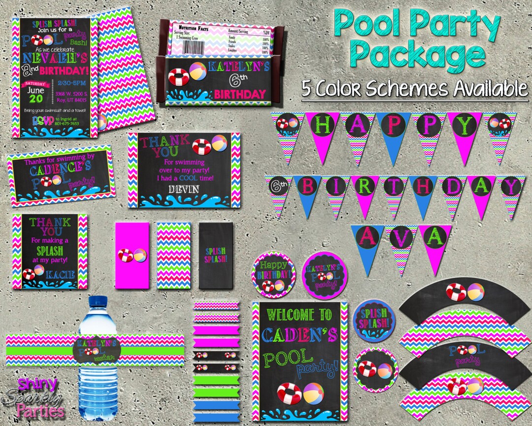 POOL PARTY PACKAGE, Pool Party Printables, Pool Party Birthday Package ...