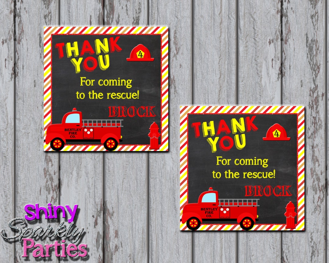 FIRETRUCK FAVOR TAGS - Fireman - Firefighter - Fireman Party Tags ...