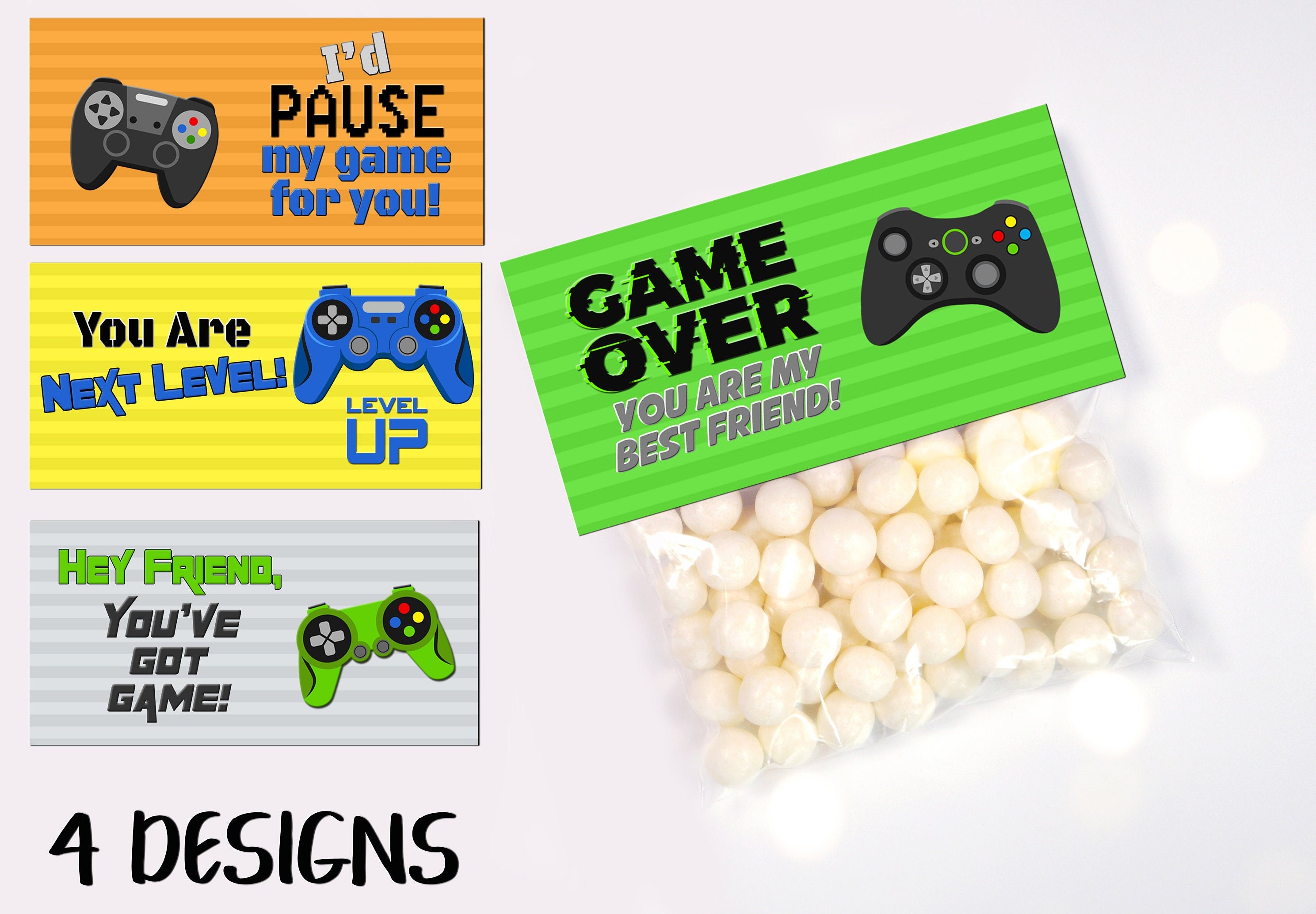 GAMING Treat Bag TOPPERS, Valentine Bag Toppers, Classroom Valentines ...
