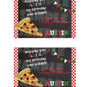 Printable "pizza PARTY THANK You Card" - Pizza Birthday Party Thank You ...