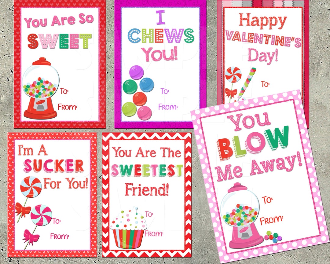 Printable CANDY VALENTINE CARDS - Girl's Valentines - Diy Valentine ...
