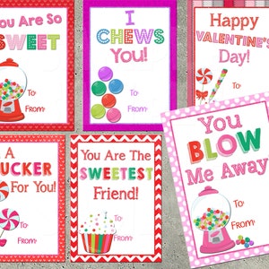 Printable CANDY VALENTINE CARDS - Girl's Valentines - Diy Valentine ...