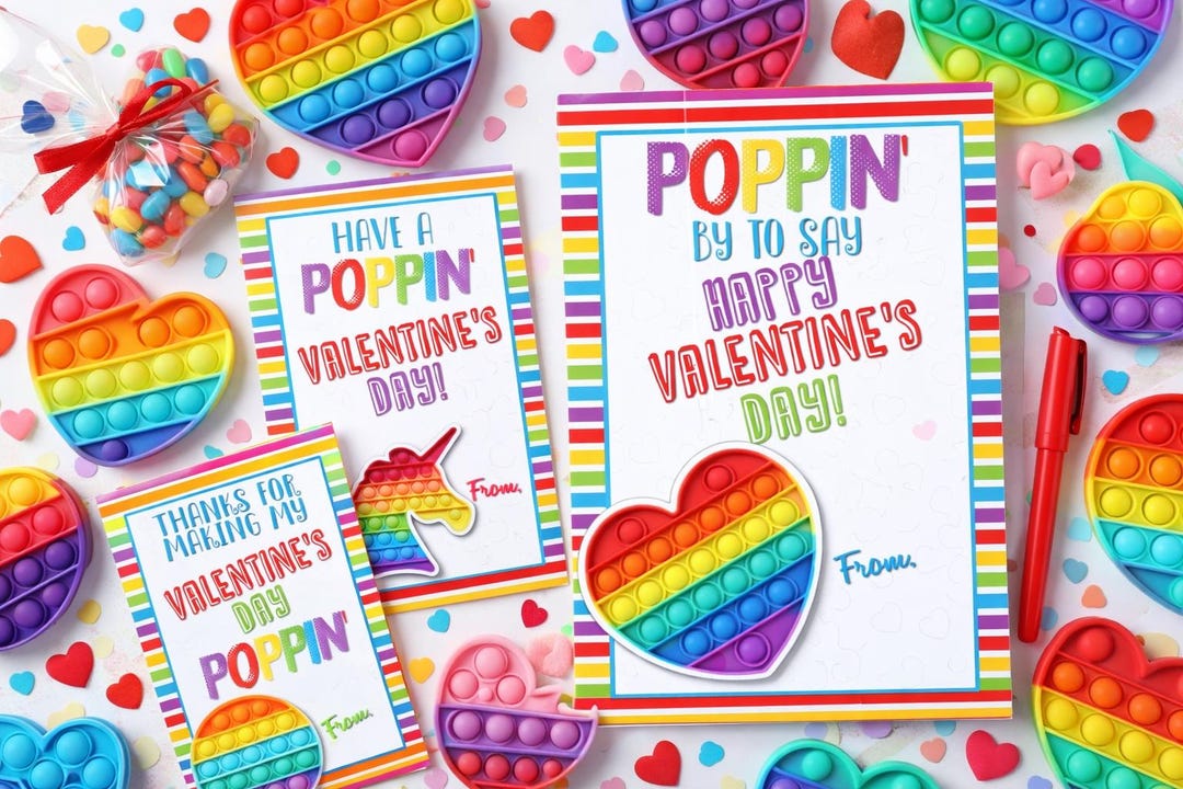 POP IT VALENTINES, Popit Valentine Cards, Valentine's Kids, Printable ...