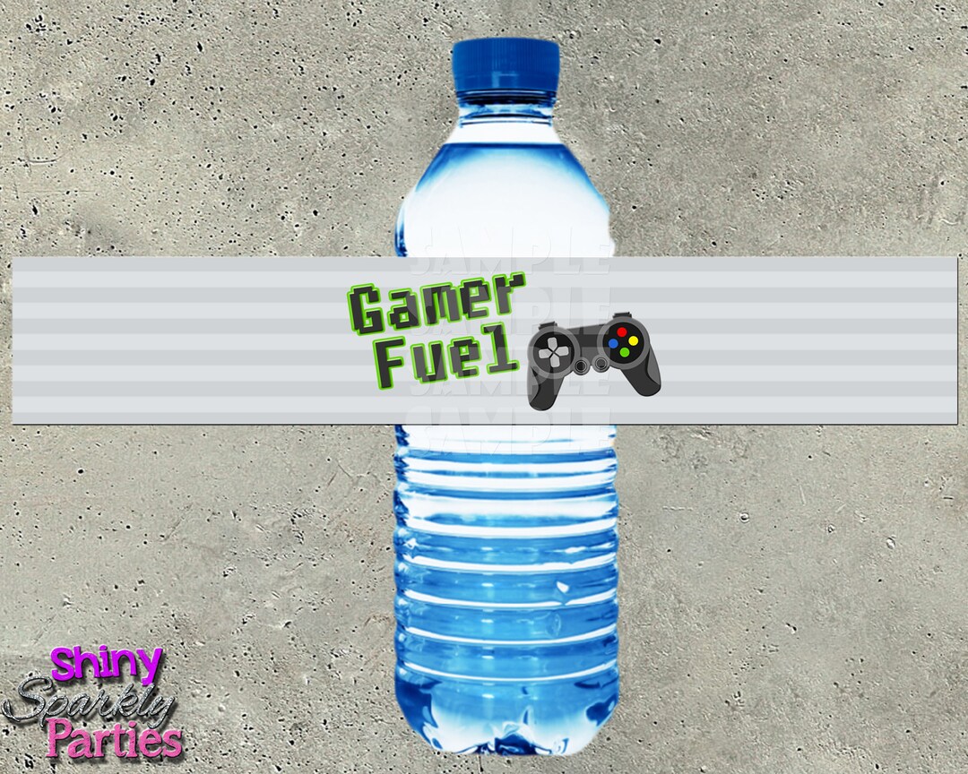 GAMER WATER BOTTLE Labels, Gaming Party, Video Game Birthday, Game On ...