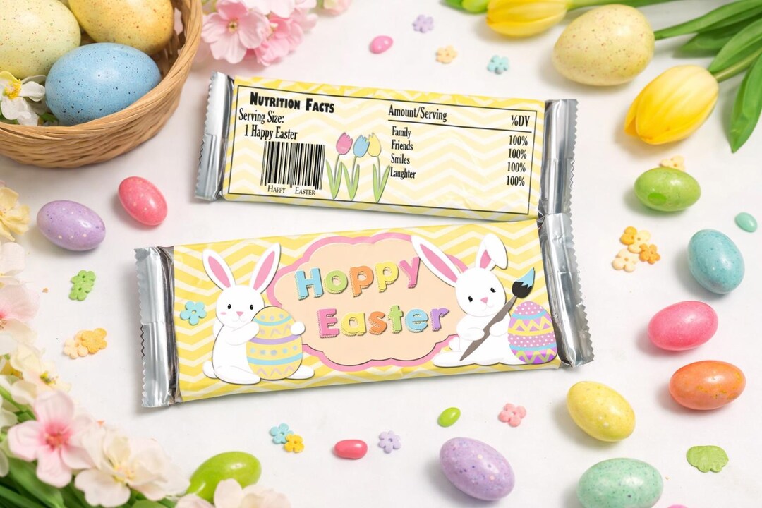 EASTER CANDY Bar WRAPPERS - Easter Bunny Candy Wrappers - Hoppy Easter ...