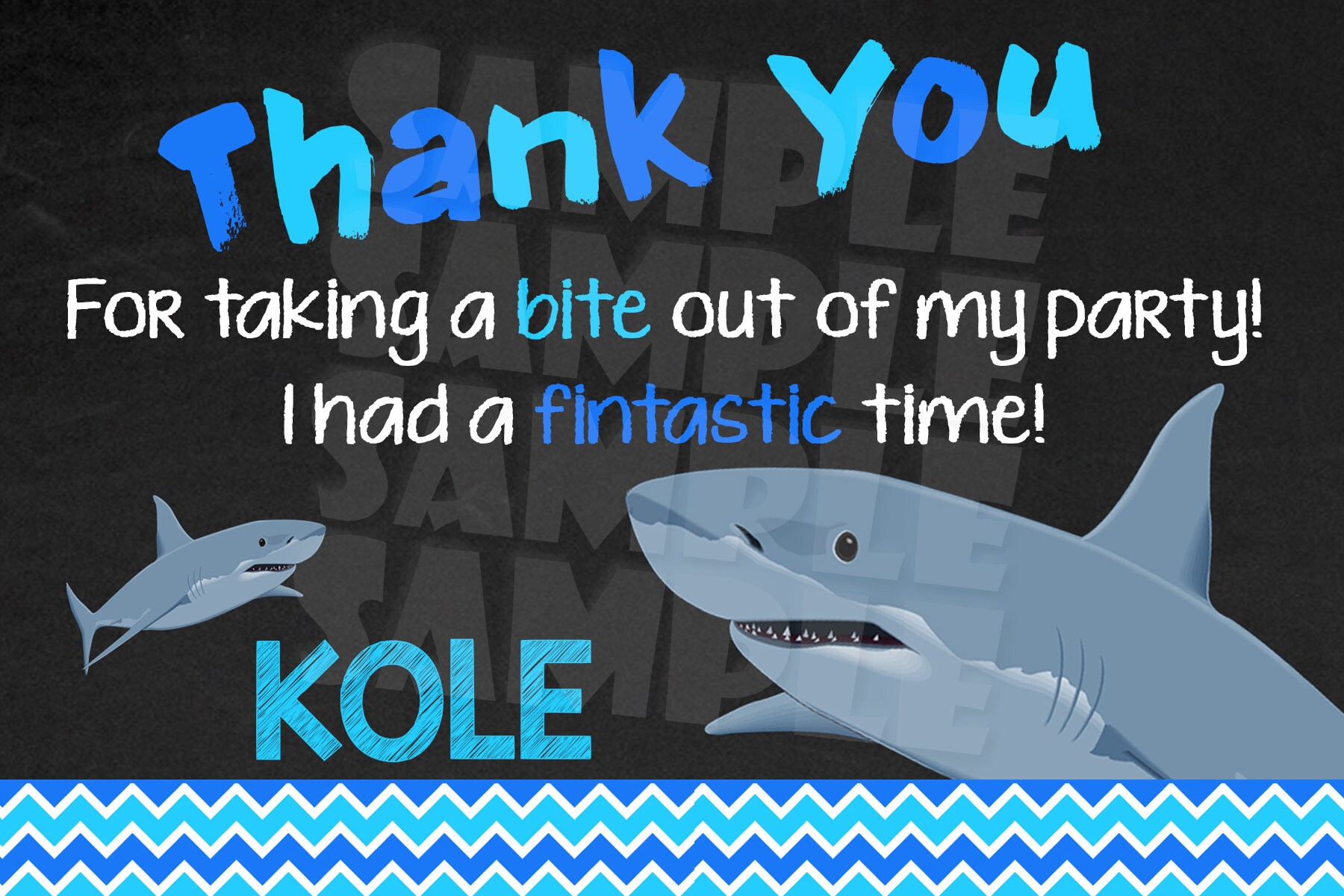 SHARK THANK YOU Card Shark Birthday Thank You Note Shark - Etsy