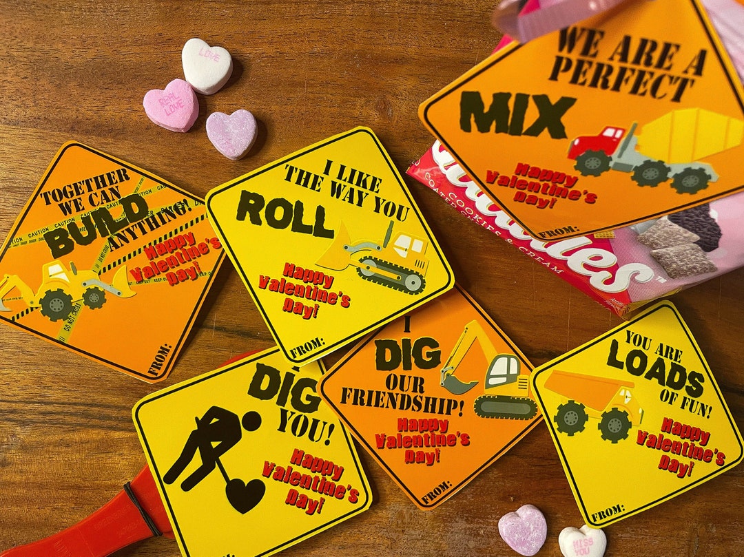 Construction Valentine Cards, Dump Truck, Kids Printable, Classroom ...