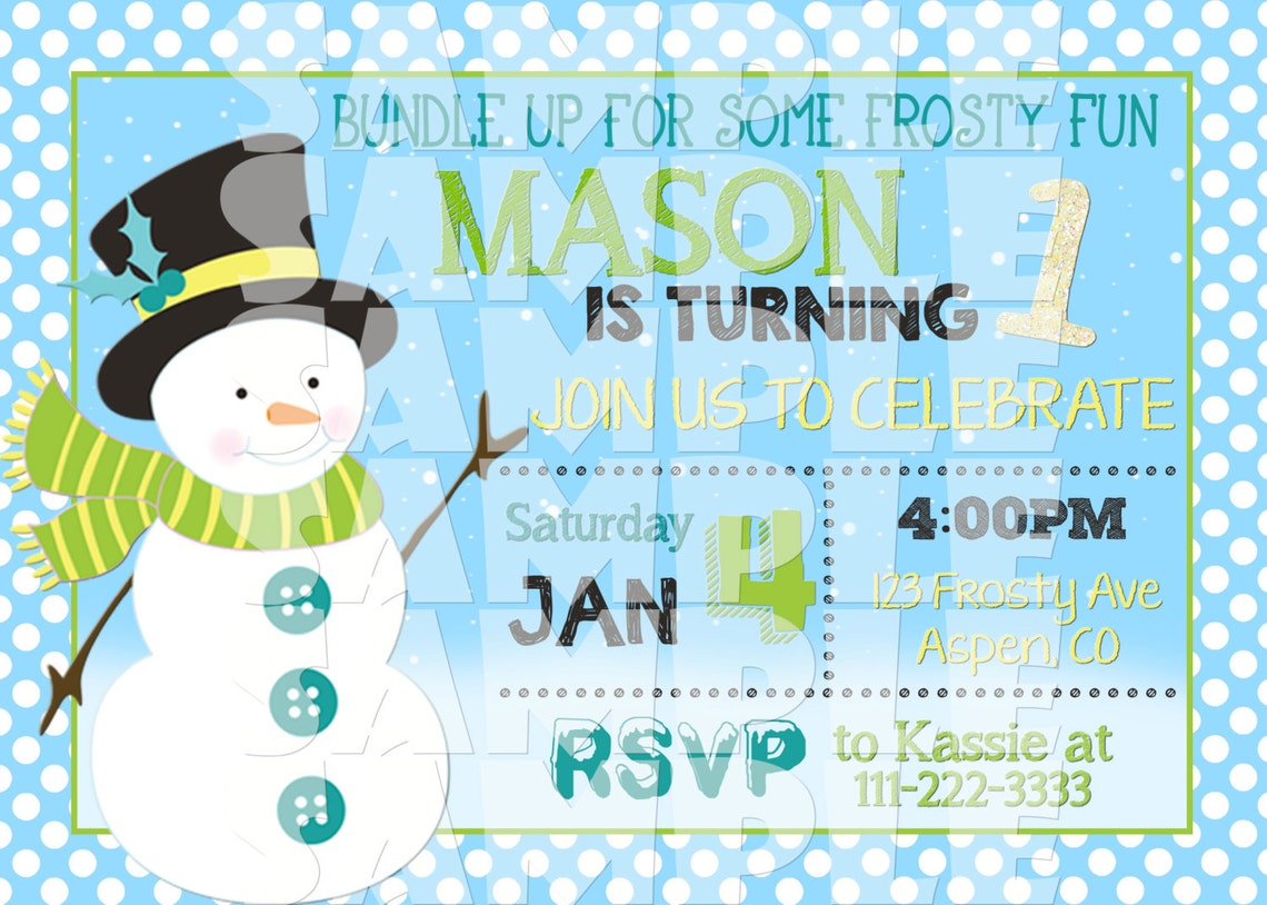 SNOWMAN PARTY INVITATION Snowman Birthday Invite Boy or Girl | Etsy