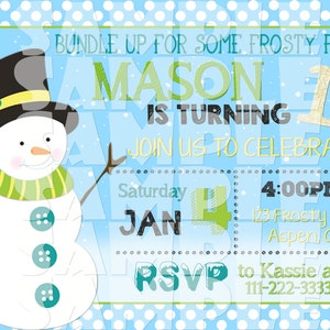 SNOWMAN PARTY INVITATION, Snowman Birthday Invite, Boy or Girl Snowman ...