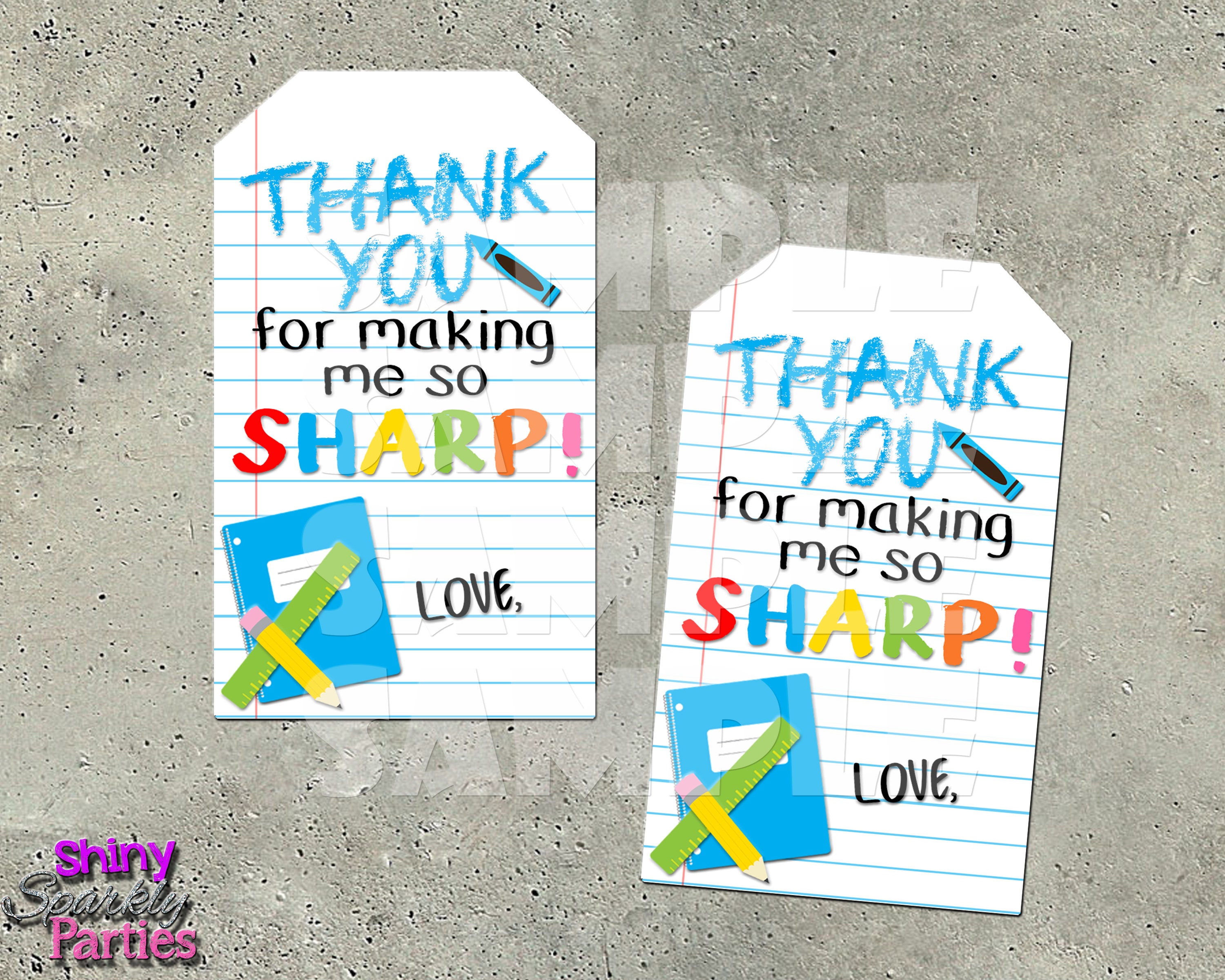 TEACHER GIFT TAGS, Thank You for Making Me so Sharp, Teacher ...