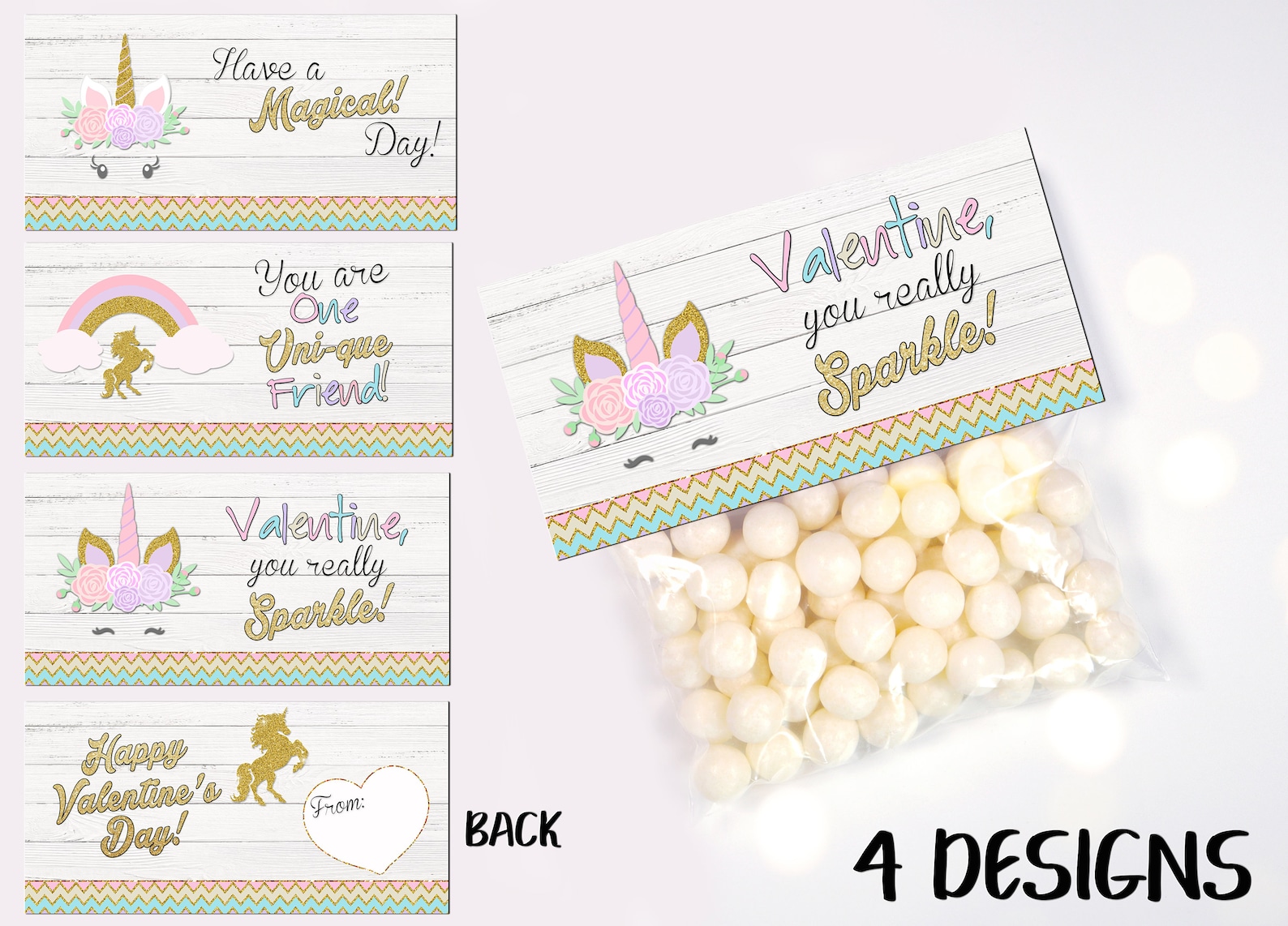 UNICORN Bag TOPPERS Valentine Bag Toppers Classroom - Etsy