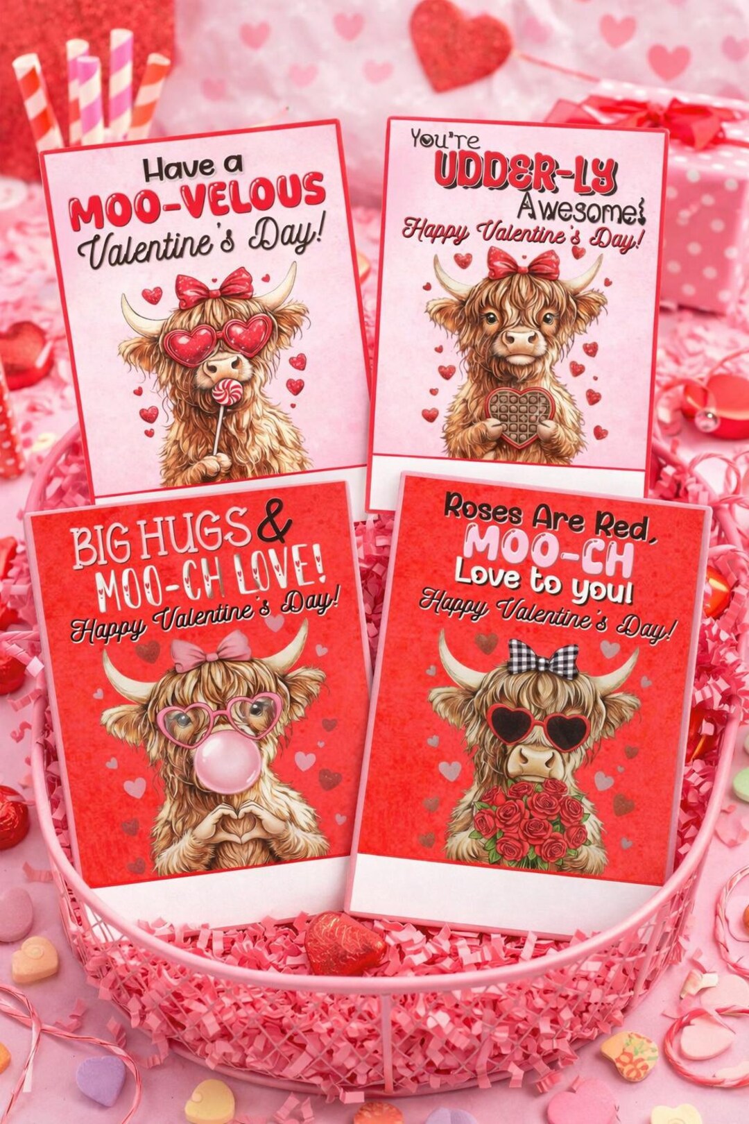 Highland Cow Valentine, Cow Valentine Printable, Kids Valentines ...