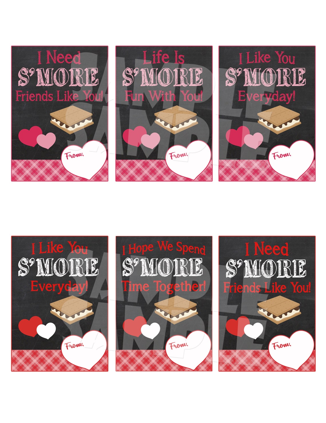 S'MORES VALENTINES PRINTABLE S'more Valentine Cards - Etsy