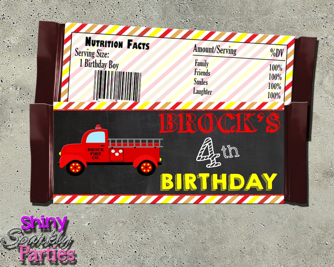 FIRETRUCK PARTY FAVORS, Firetruck Birthday, Fire Engine Candy Bar ...