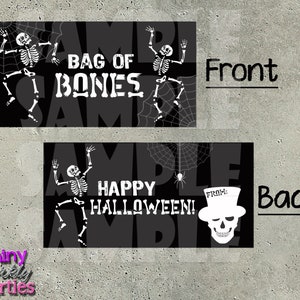 Bag of Bones TREAT Bag TOPPERS, Halloween Bag Toppers, Skeleton, Gift ...