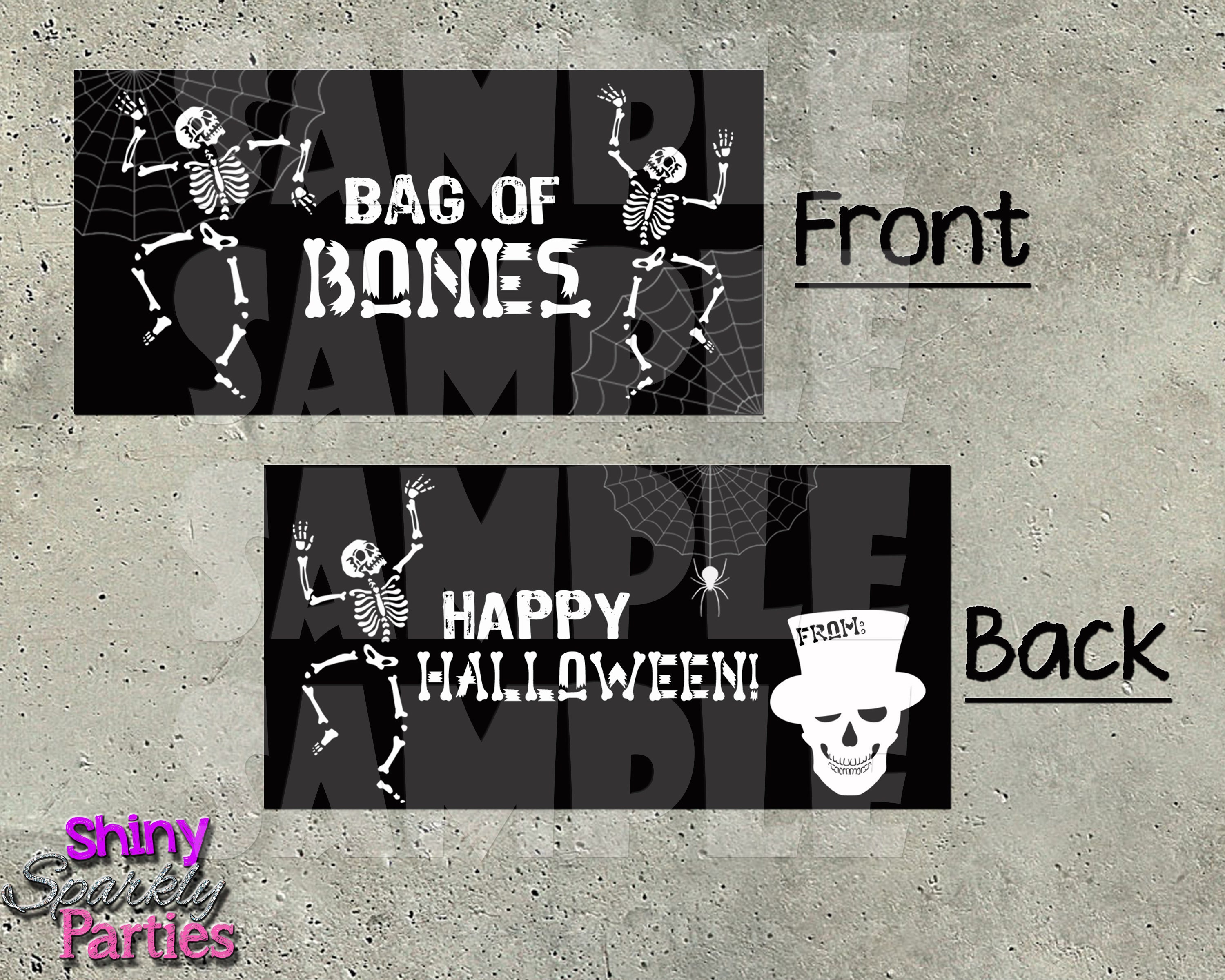 Bag of Bones TREAT Bag TOPPERS, Halloween Bag Toppers, Skeleton, Gift ...