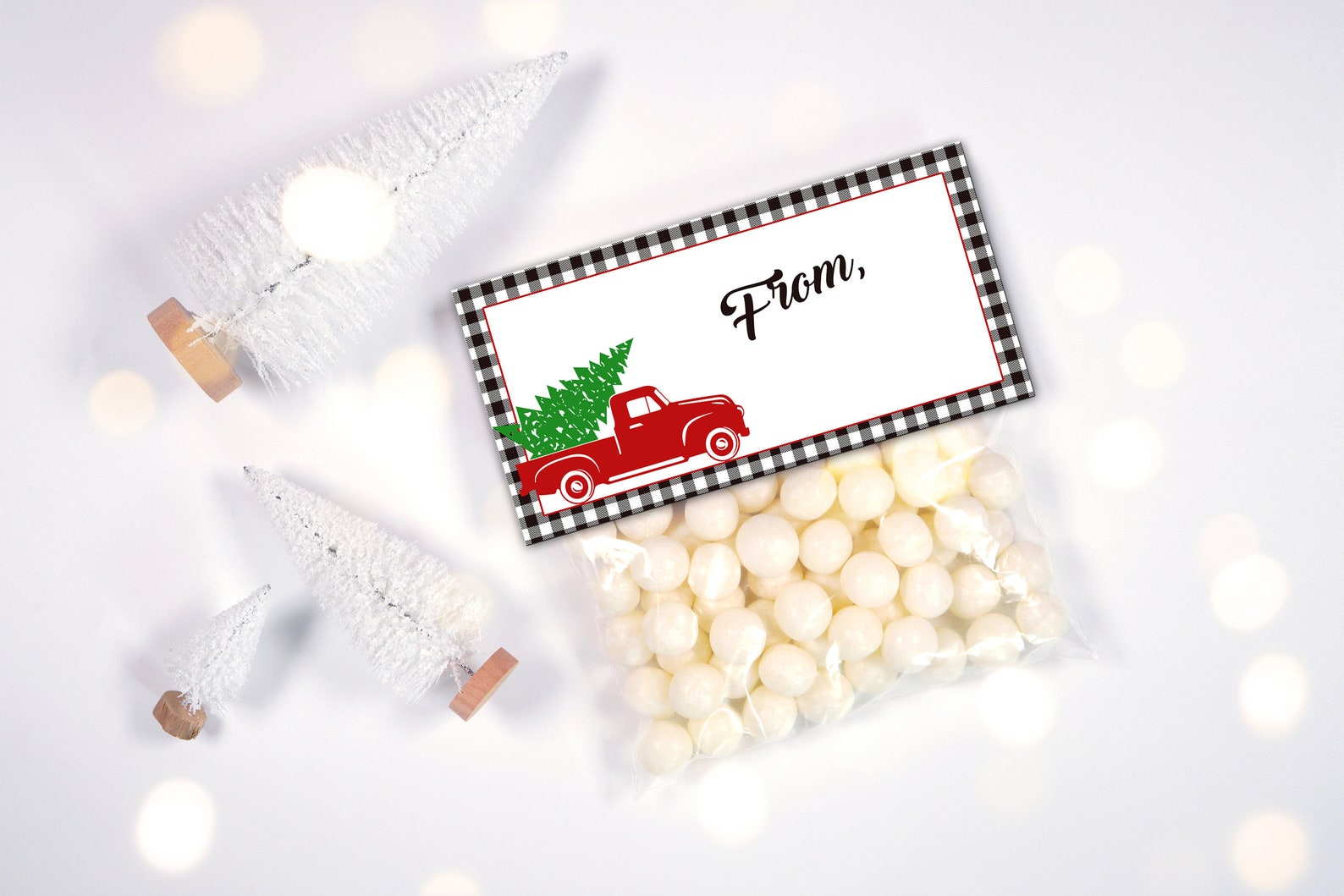 RED TRUCK Treat Bag Toppers Christmas Treat Toppers Buffalo - Etsy