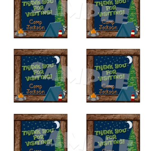 CAMPING FAVOR TAGS, Camping Party Favor Tags, Camping Thank You Tags ...